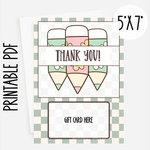 Thank You Teacher Gift Card Printable Teacher Appreciation Instant ...