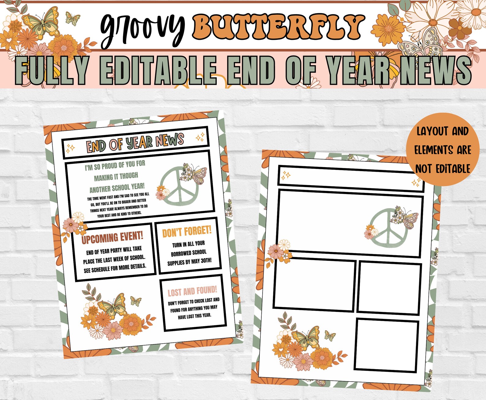 Groovy Butterfly End of School Year Kit Teacher Kit Preschool Diploma ...