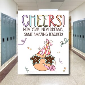 Cheers New Year Treat Sign for Teacher | Teacher Appreciation Gift ...