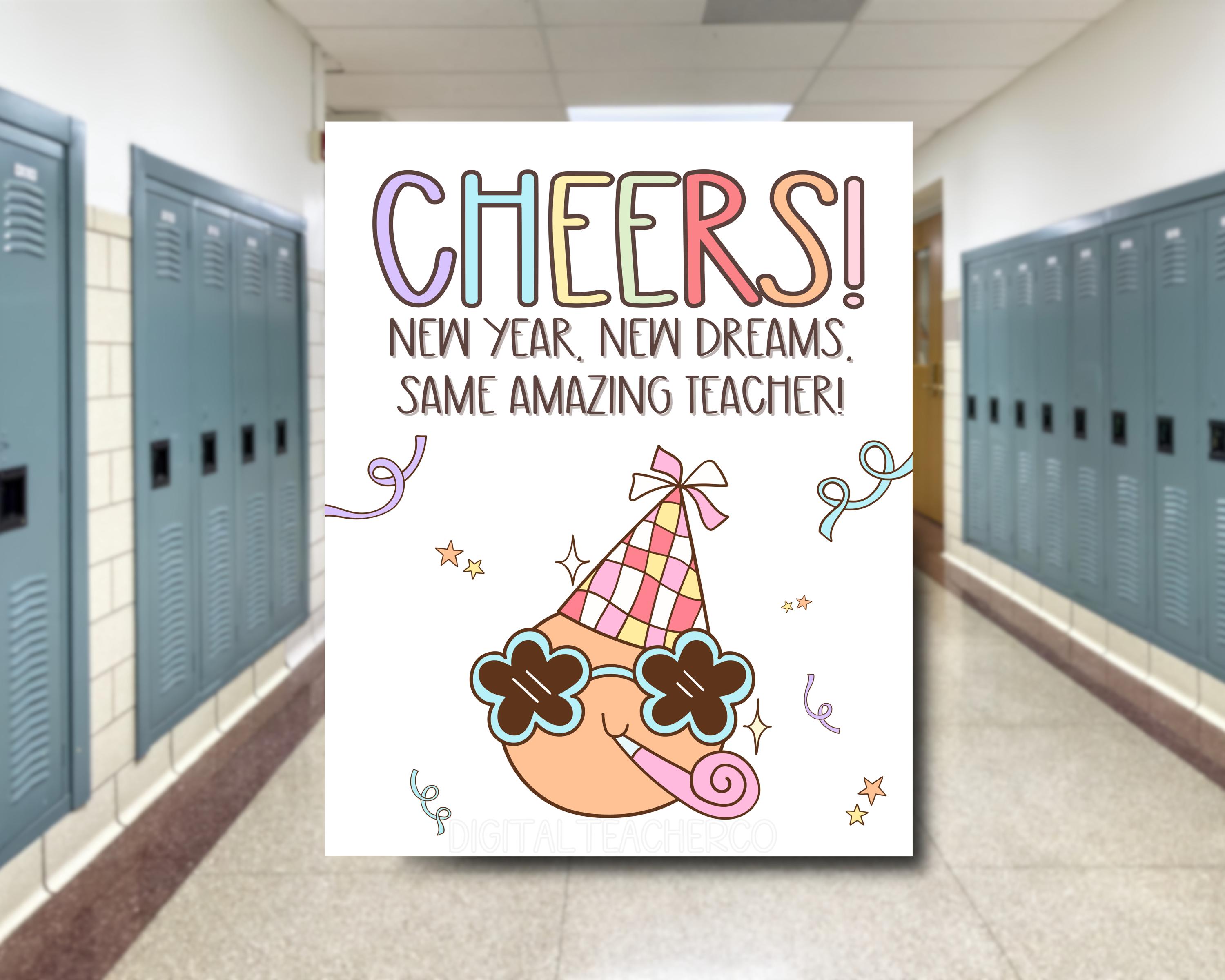 Cheers New Year Treat Sign for Teacher | Teacher Appreciation Gift ...