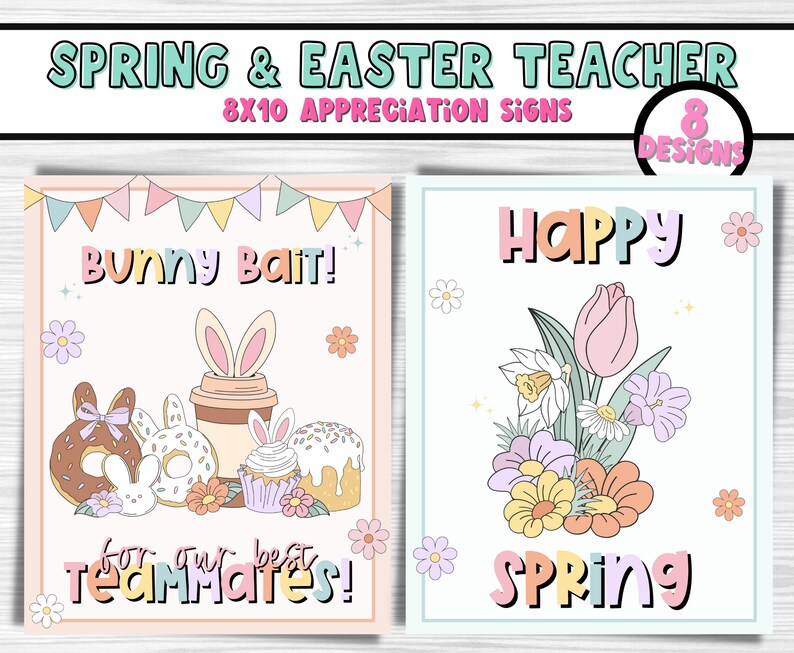 Retro Spring Teacher Appreciation Sign Bundle | Thank a Teacher ...
