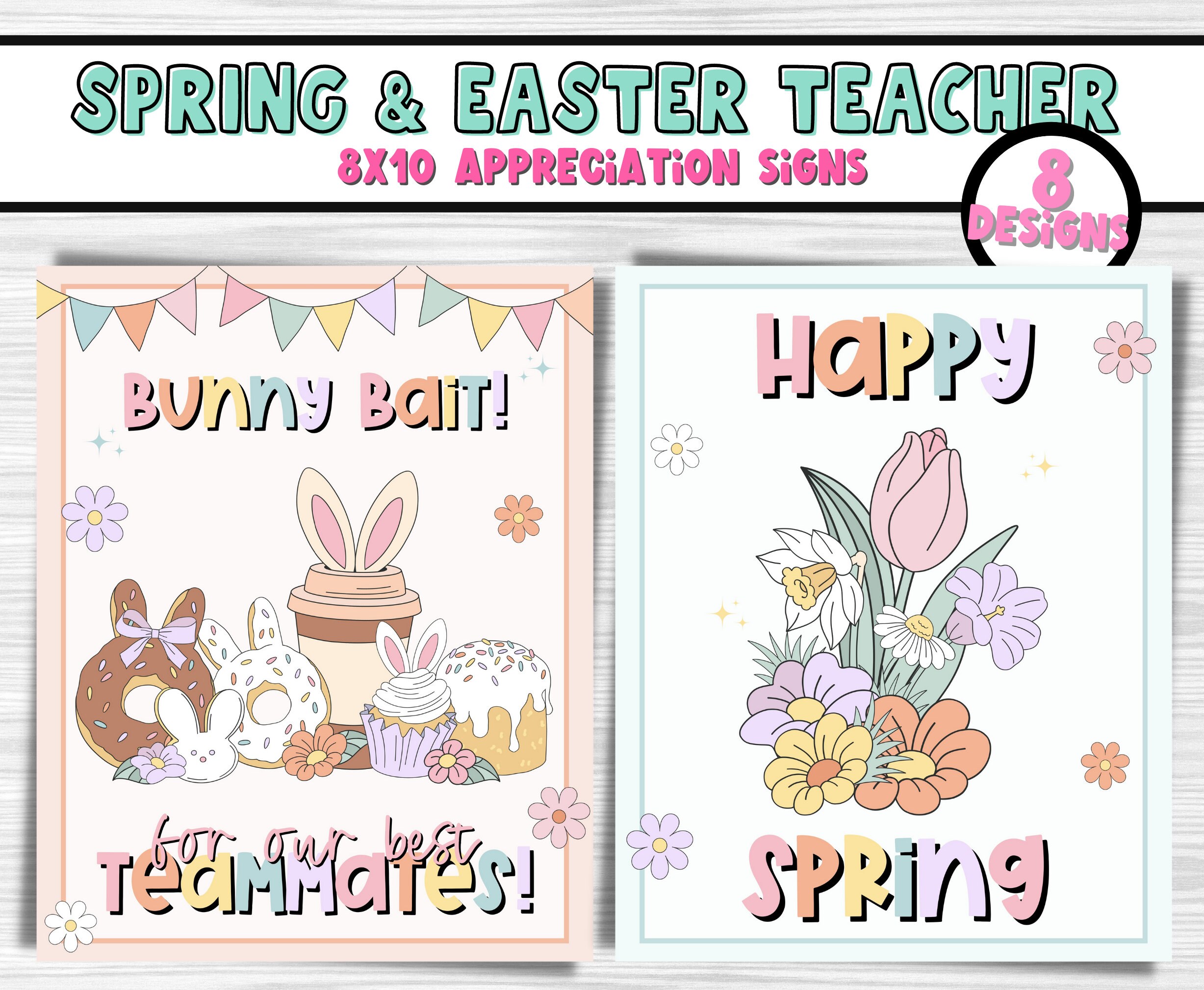 Retro Spring Teacher Appreciation Sign Bundle | Thank a Teacher ...