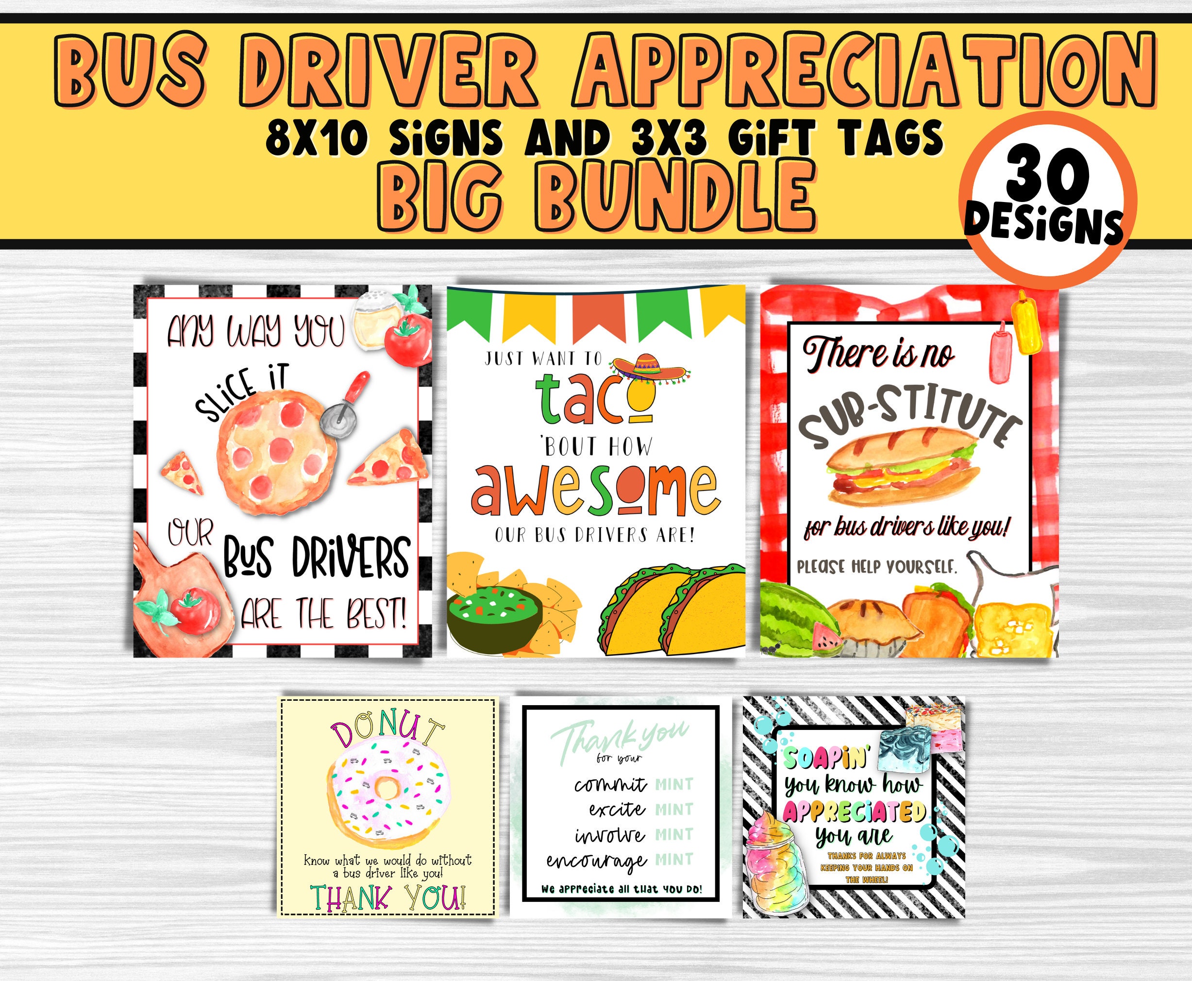 Bus Driver Appreciation Sign and Tag Bundle | Bus Driver Safety Week ...