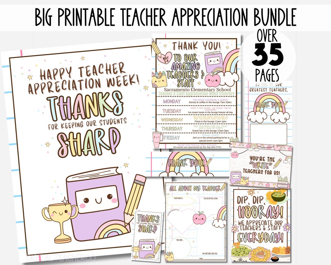 Pastel School Theme Teacher Appreciation Week Kit | Teacher ...