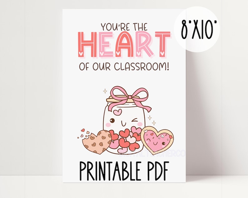 Cookie Valentine Treat Sign for Teachers | Teacher Appreciation Gift ...