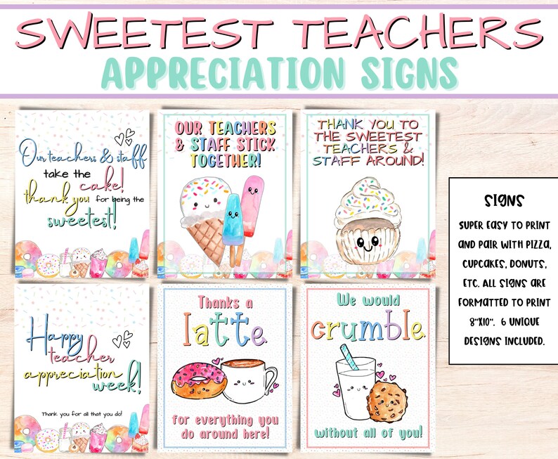 Sweet Treat Themed Teacher Appreciation Week Itinerary & Printable ...