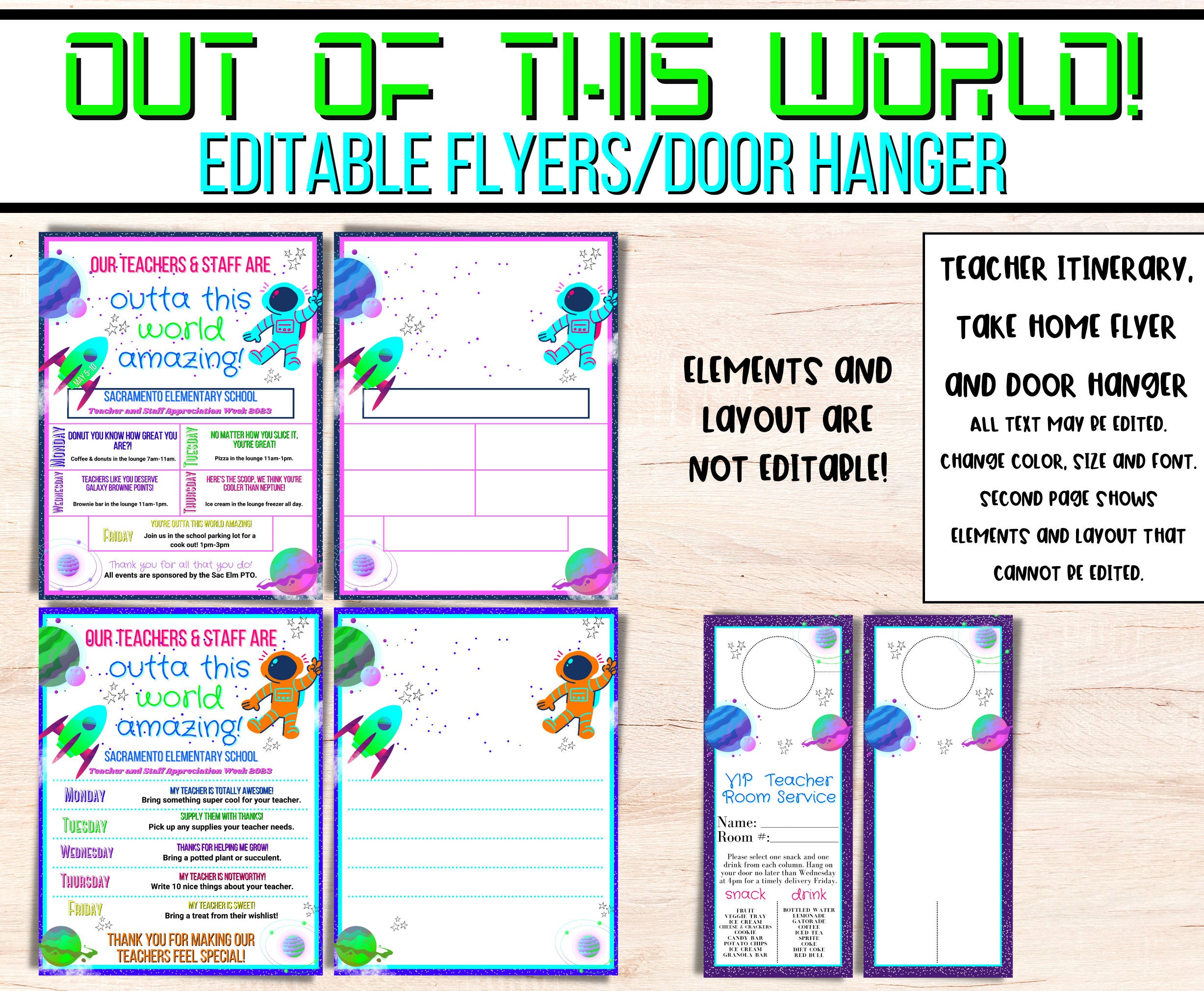 EDITABLE Space Theme Teacher and Staff Appreciation Week Kit Itinerary ...