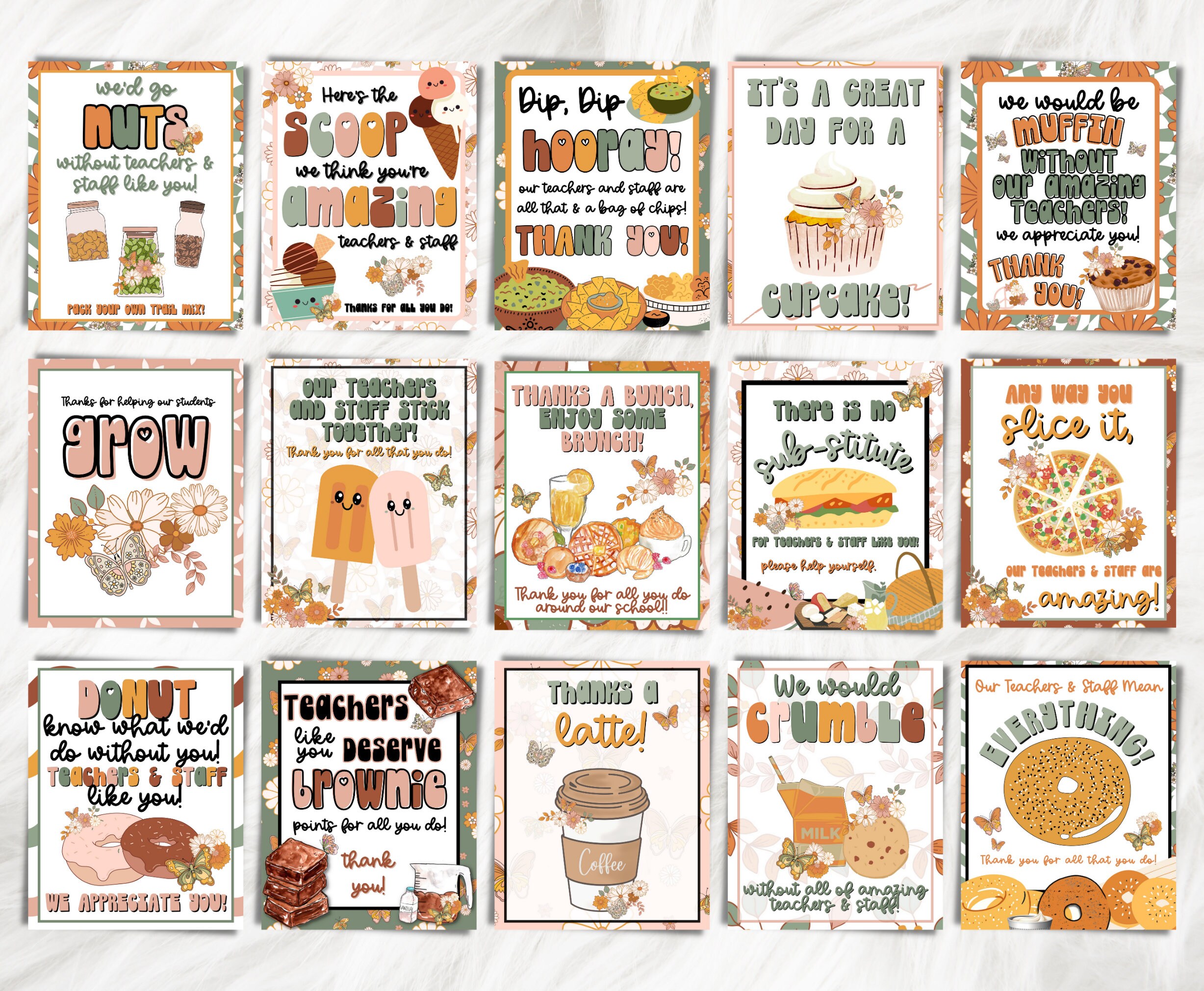 Retro Butterfly Teacher Appreciation Sign Bundle Printable DIY Teacher ...