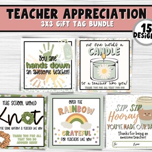 Teacher Appreciation Gift Tag Bundle | School Teacher Thank You ...