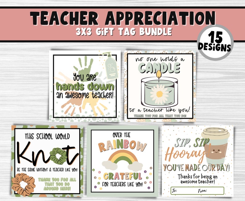 Teacher Appreciation Gift Tag Bundle | School Teacher Thank You ...