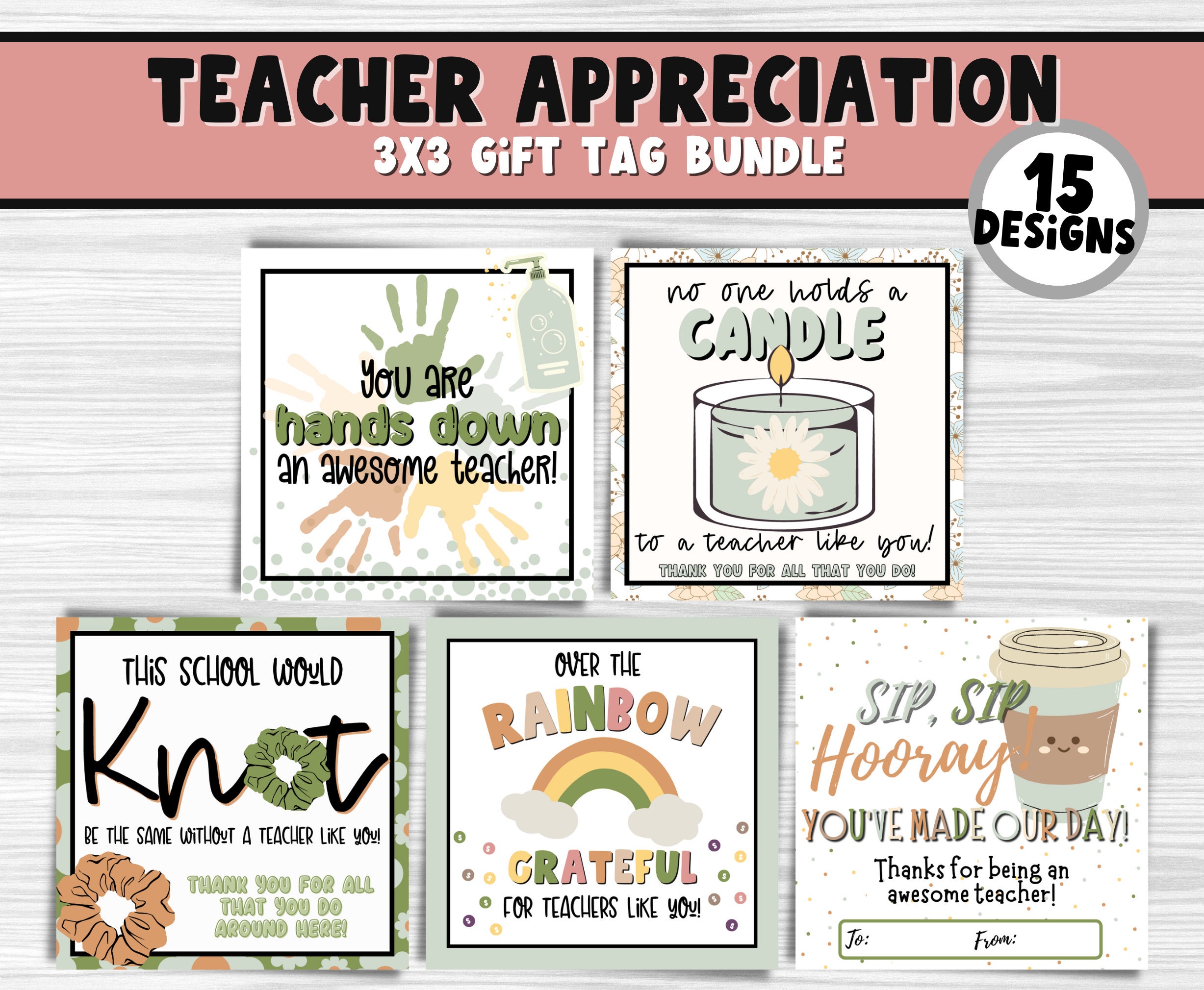 Teacher Appreciation Gift Tag Bundle | School Teacher Thank You ...