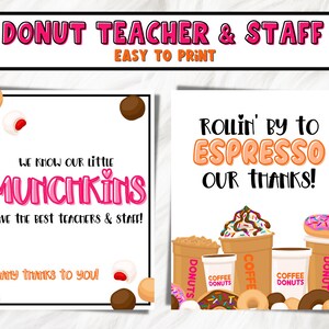 Donut and Coffee Sign for Teacher Appreciation | Printable Donut Sign ...