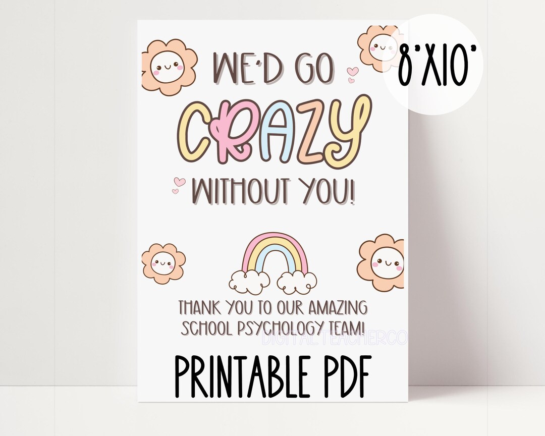 Cute School Psychologist Appreciation Printable Sign | National School ...