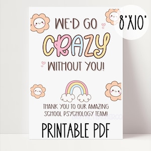 Cute School Psychologist Appreciation Printable Sign | National School ...