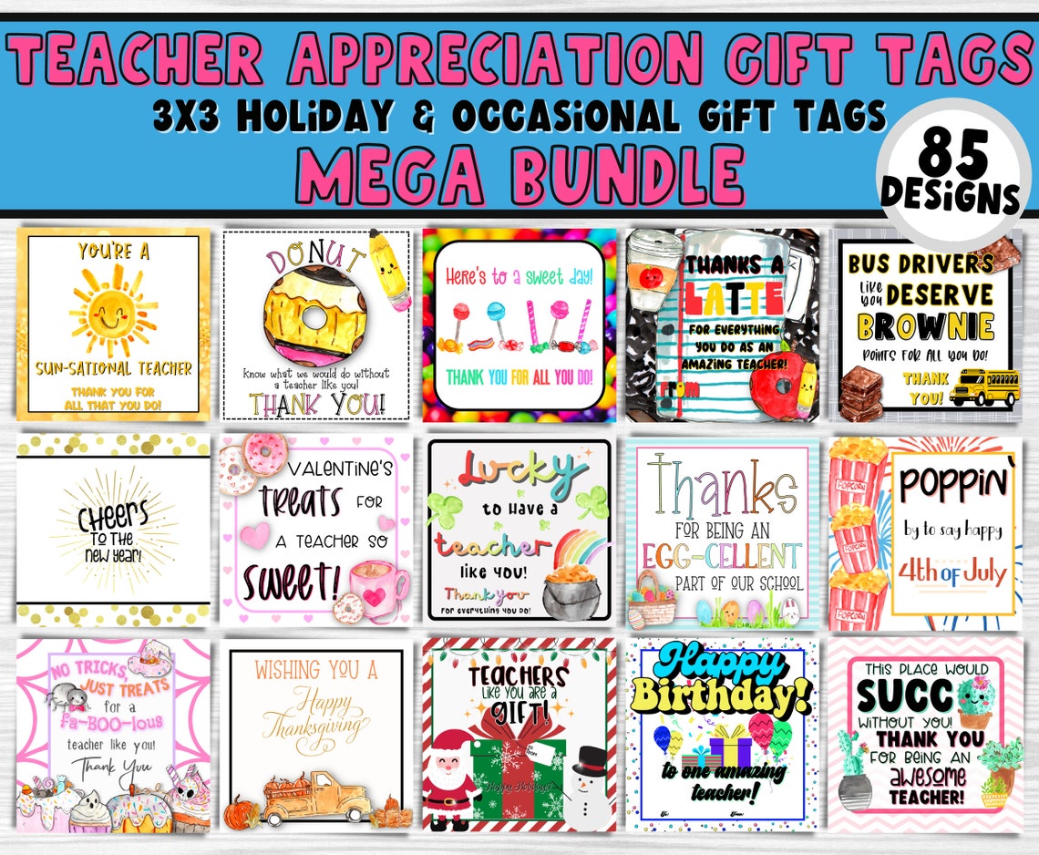 School STAFF & TEACHER Appreciation Gift Tag Bundle Printable Tags for ...