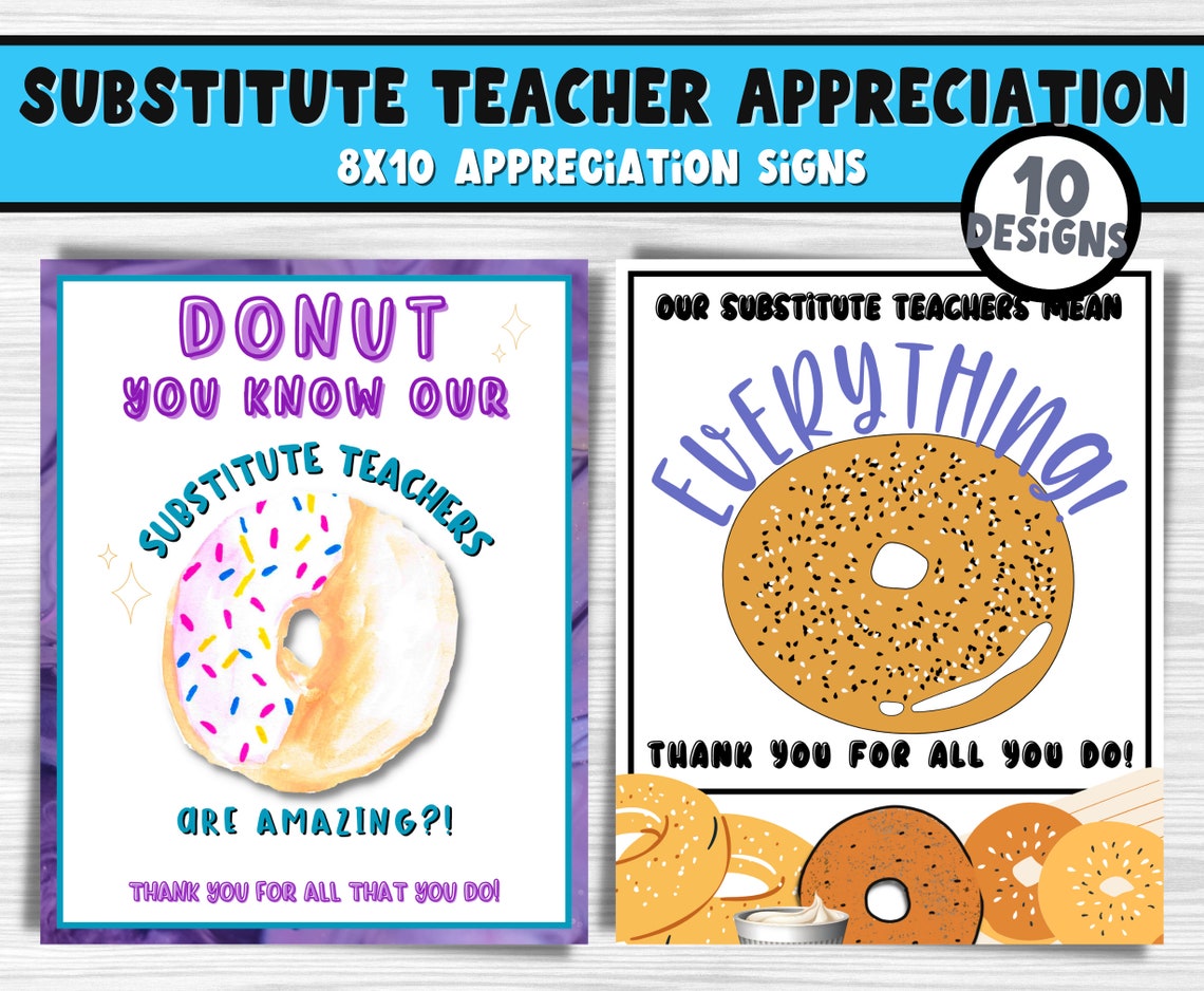Substitute Teacher and Appreciation Sign Bundle | Thank a Substitute ...