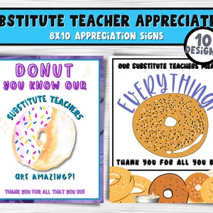 Substitute Teacher and Appreciation Sign Bundle | Thank a Substitute ...