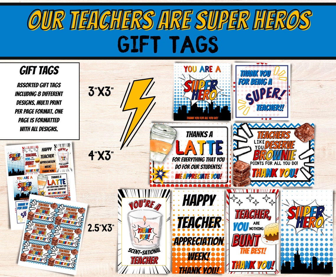 Teacher Appreciation Week Printable Editable Super Hero Comic Bundle ...