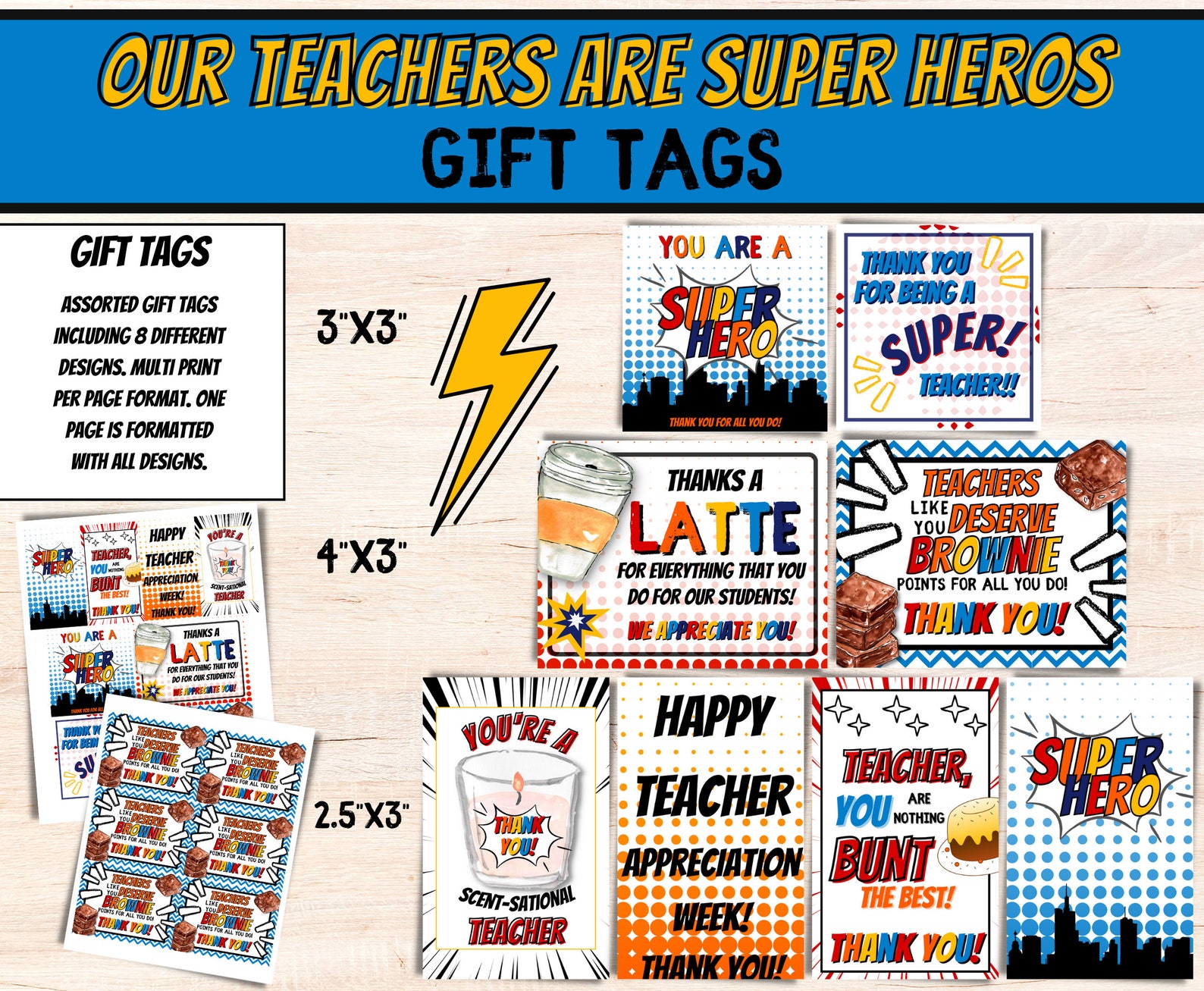 Teacher Appreciation Week Printable Editable Super Hero Comic Bundle ...