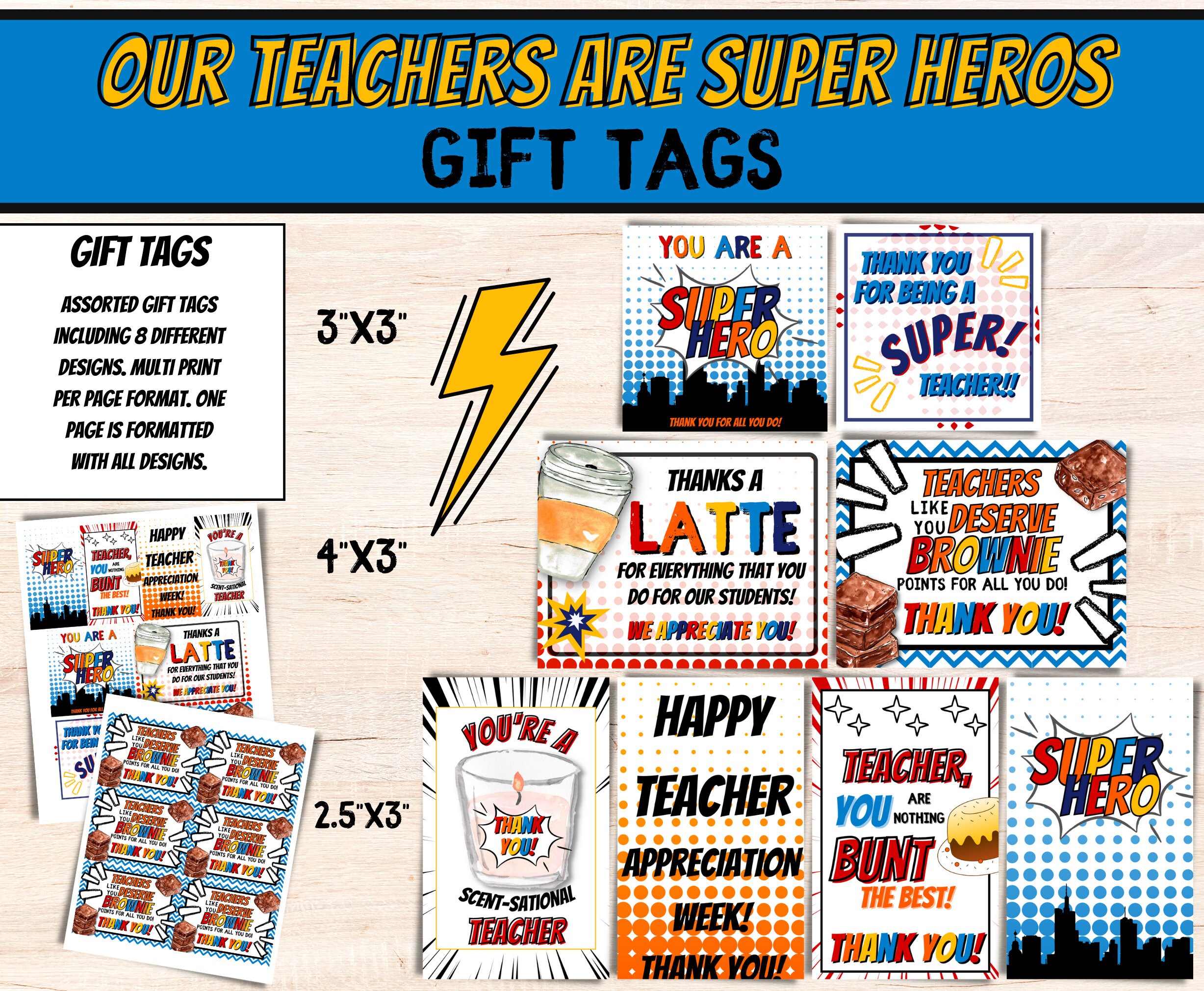 Teacher Appreciation Week Printable Editable Super Hero Comic Bundle ...