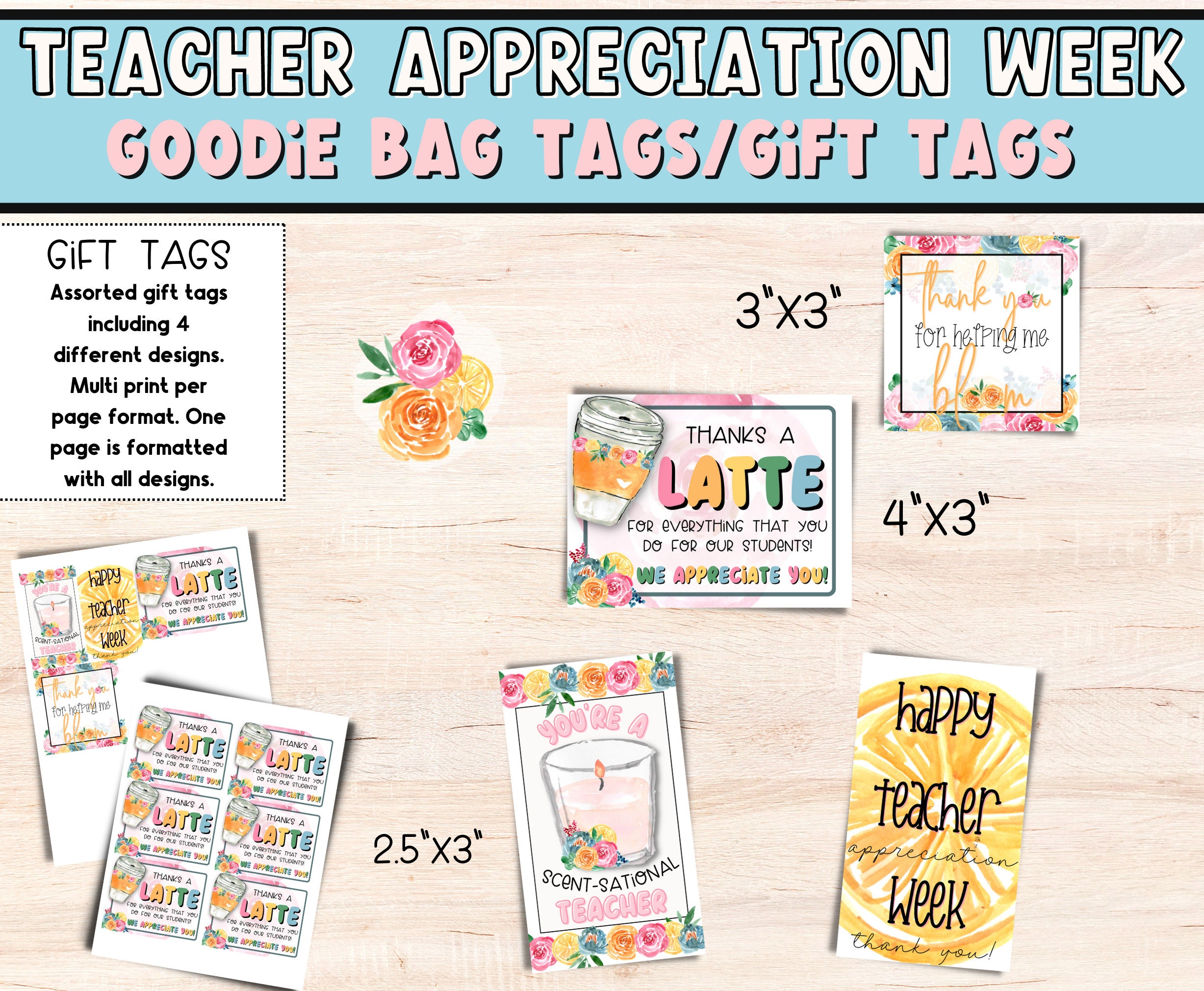 Teacher Appreciation Week Printable Editable Floral Grow Bloom Mini ...