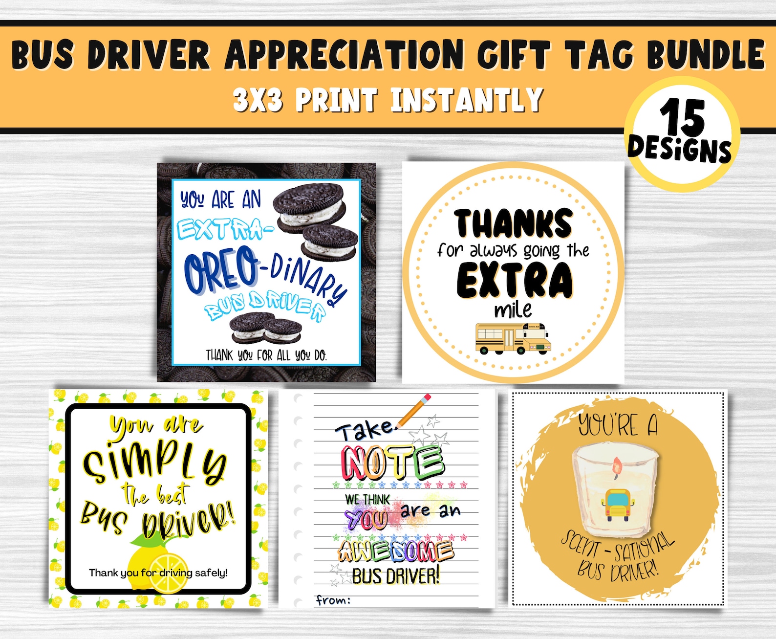 BUS DRIVER Safety Week | Appreciation Gift Tag Bundle | Coffee, Snack ...
