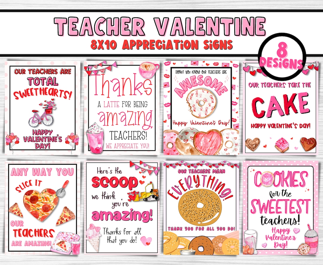 Valentine's Teacher Appreciation Sign Bundle | Thank a Teacher ...