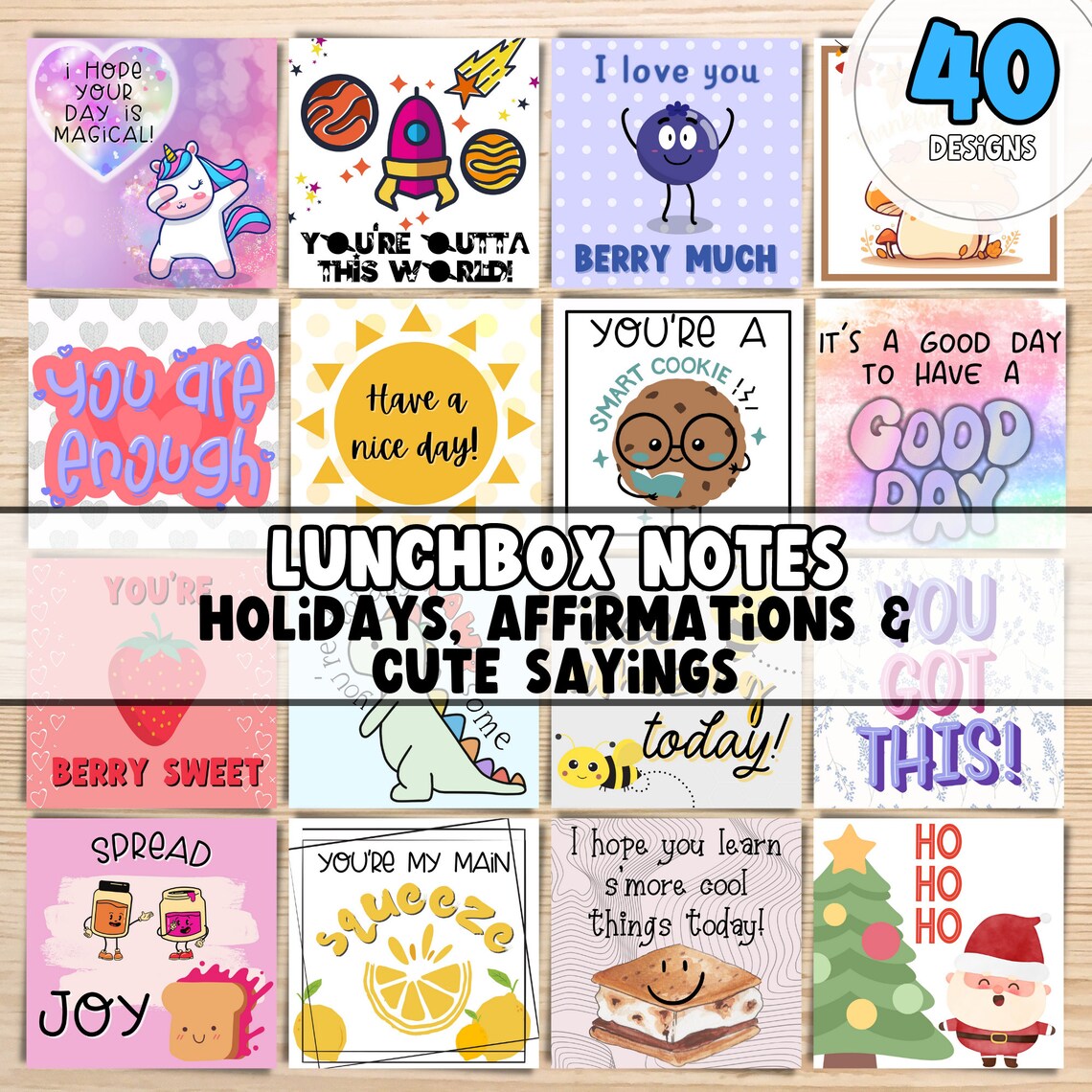 Printable Lunchbox Notes for Kids Affirmation Card for School Cute ...