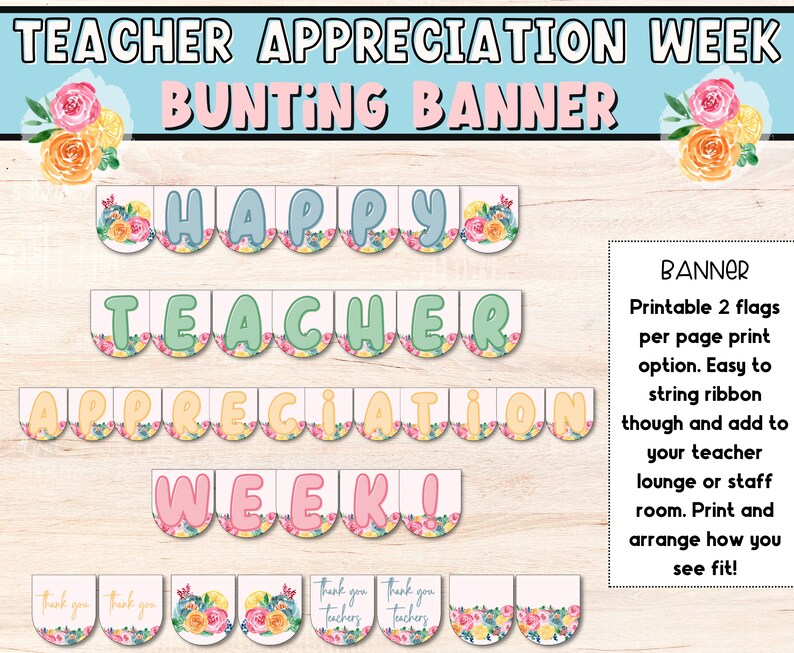 Teacher Appreciation Week Printable Editable Floral Grow Bloom Mini ...