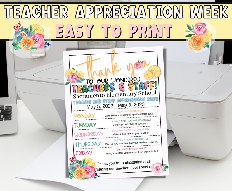 Teacher Appreciation Editable Itinerary Schedule for Students Printable ...