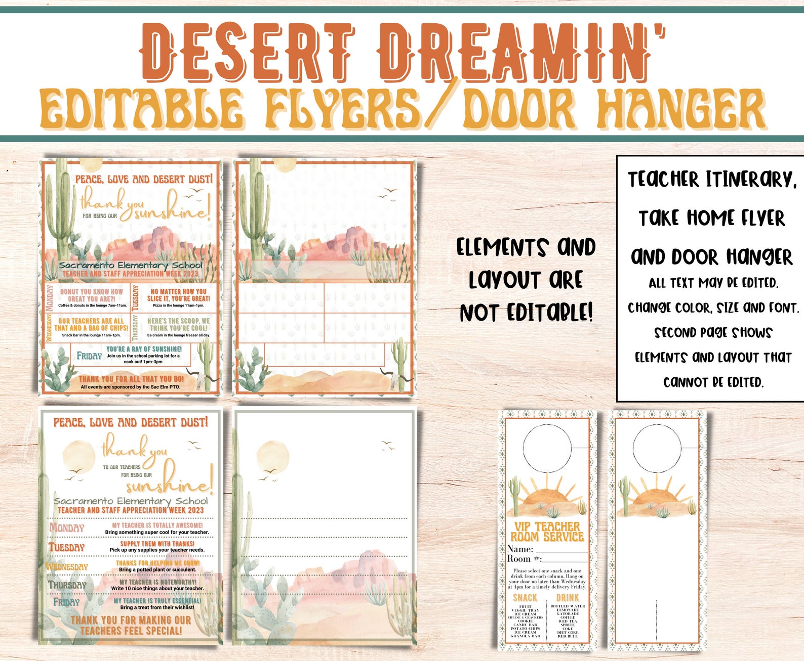 Desert Dreamin' Teacher Appreciation Week Itinerary & Printable Bundle ...