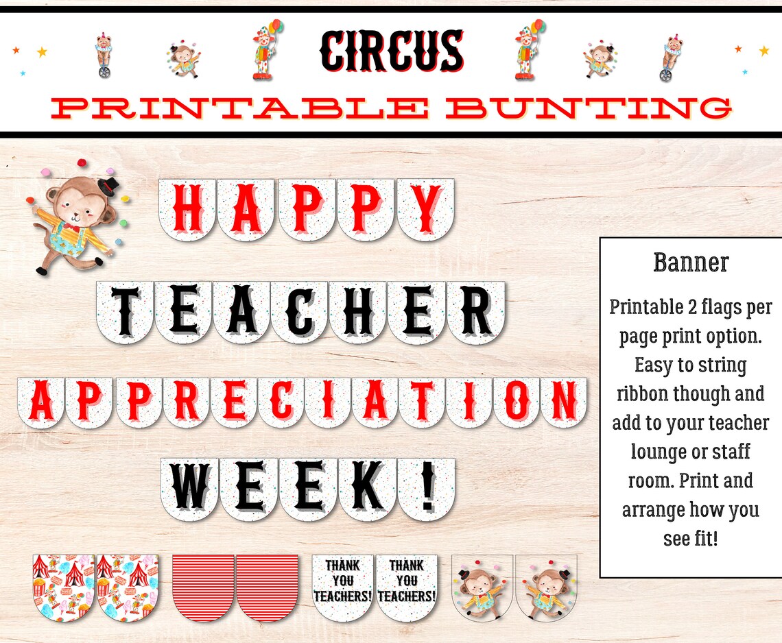 Circus Teacher Appreciation Week Printable Editable Themed - Etsy
