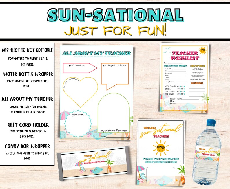 Editable Sun-sational Teacher Appreciation Week Printable Bundle ...