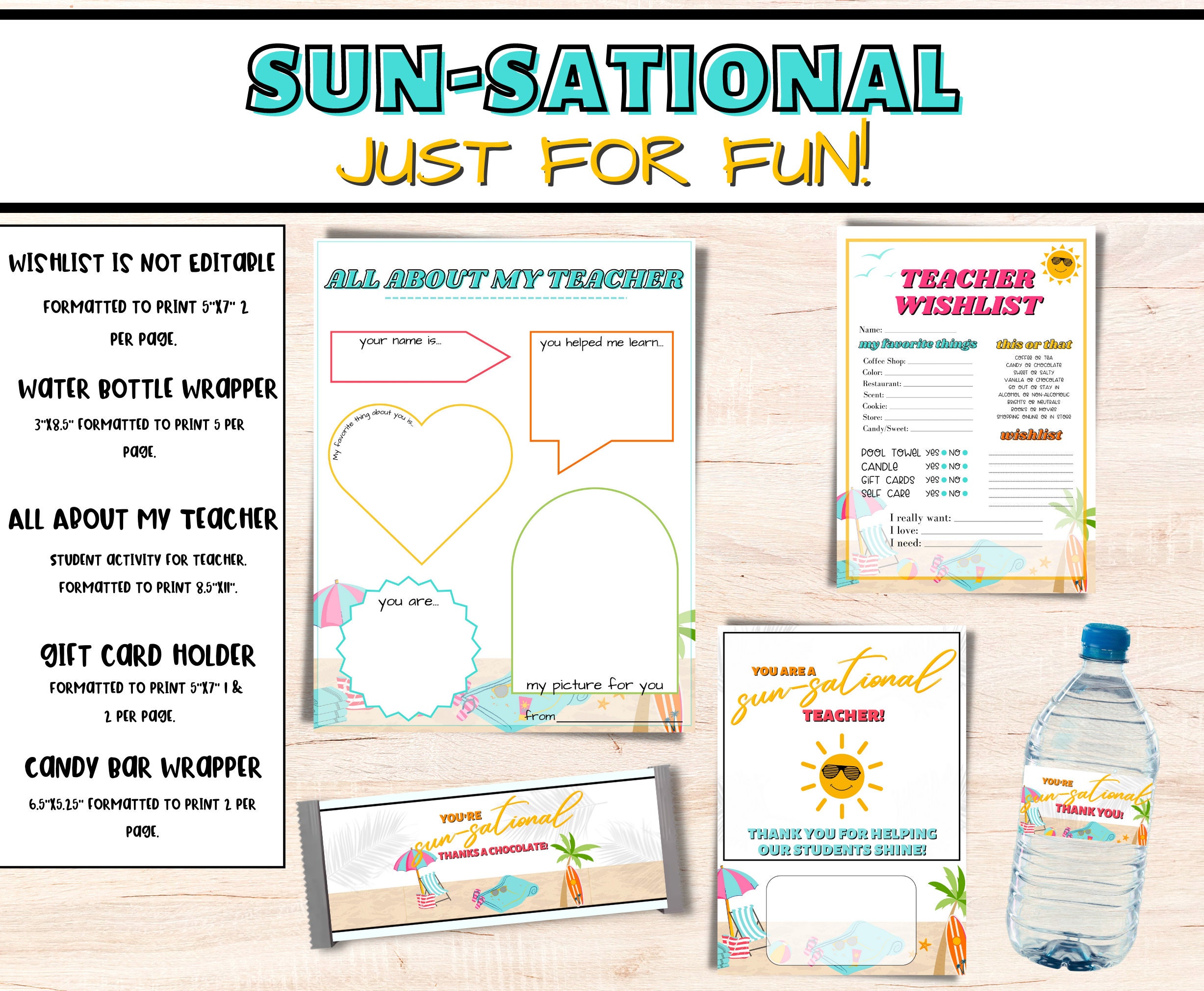 Editable Sun-sational Teacher Appreciation Week Printable Bundle ...