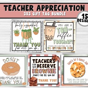 Teacher Appreciation Gift Tag Bundle | School Teacher Thank You ...