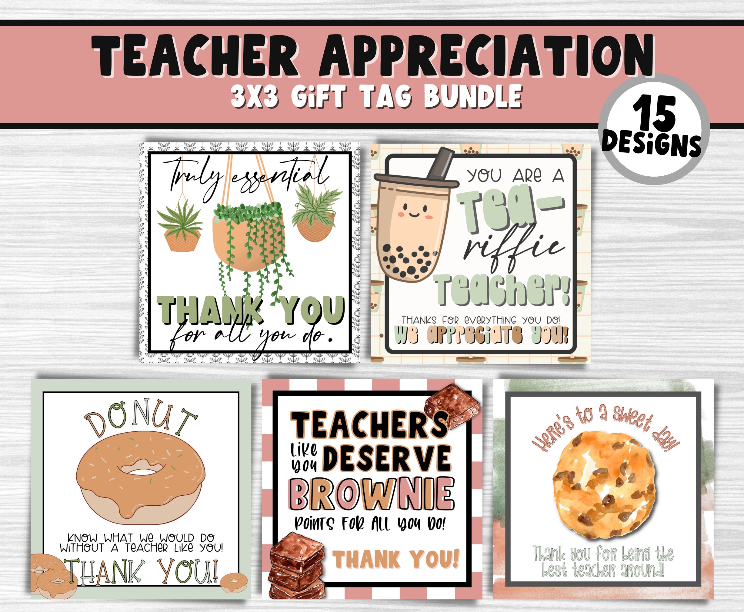 Teacher Appreciation Gift Tag Bundle | School Teacher Thank You ...