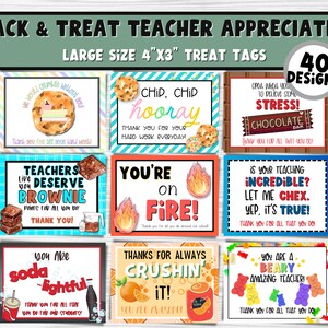 Snack & Candy TEACHER APPRECIATION Printable Tags | Large Size 4"x3 ...