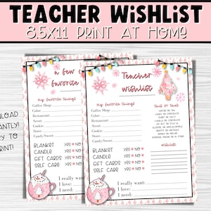 Christmas Teacher Questionnaire Printable | Secret Santa for Work ...