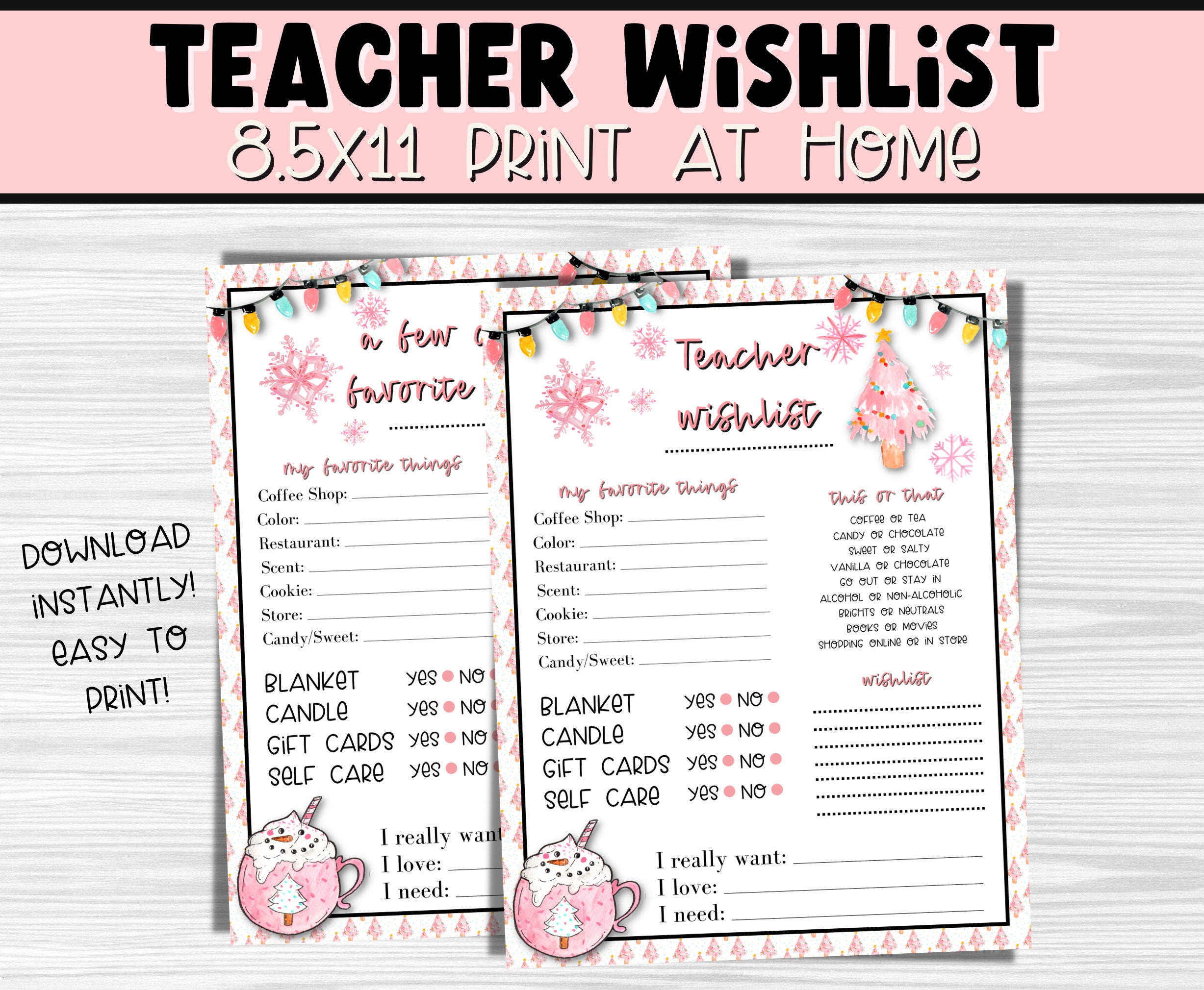 Christmas Teacher Questionnaire Printable | Secret Santa for Work ...