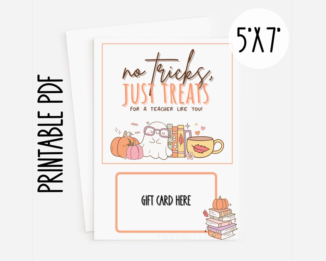 Halloween Fall Treat Teacher Gift Card Printable | Teacher Appreciation ...