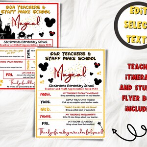Magical Teacher Appreciation Editable Itinerary and Student Schedule ...