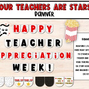 Movie Star Theme Teacher Appreciation Week Printable Editable Bundle ...