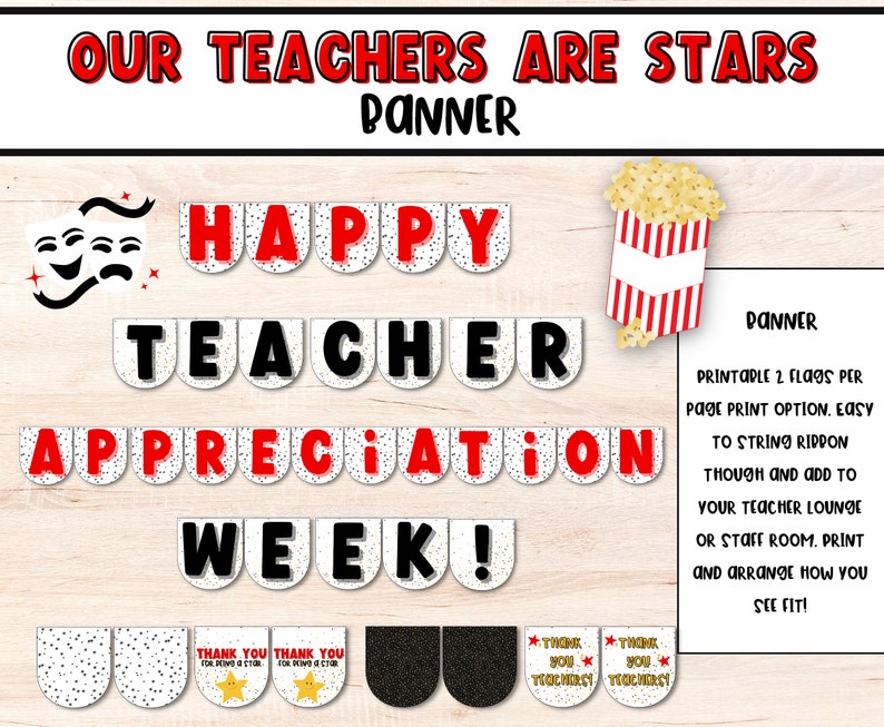 Movie Star Theme Teacher Appreciation Week Printable Editable Bundle ...