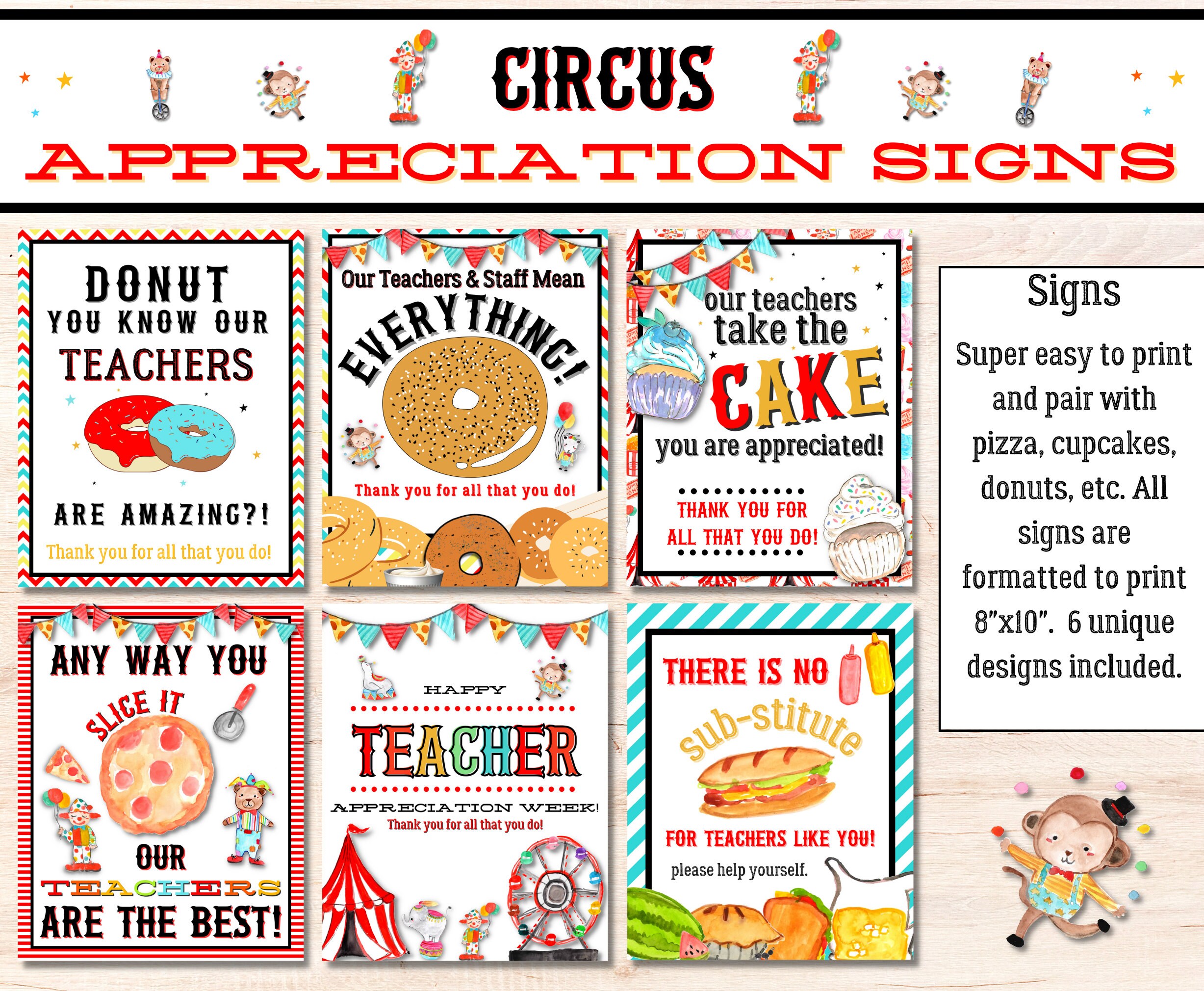Circus Teacher Appreciation Week Printable Editable Themed - Etsy