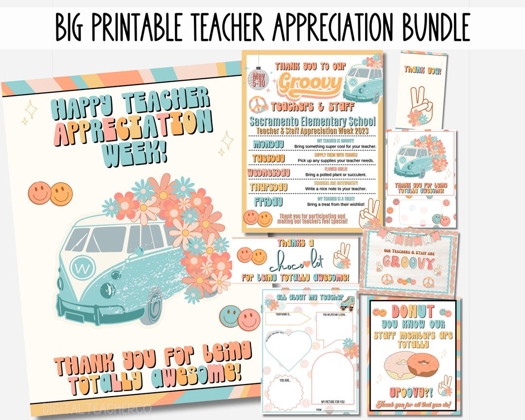 Groovy Teachers Appreciation Week Kit | Teacher Appreciation Week ...