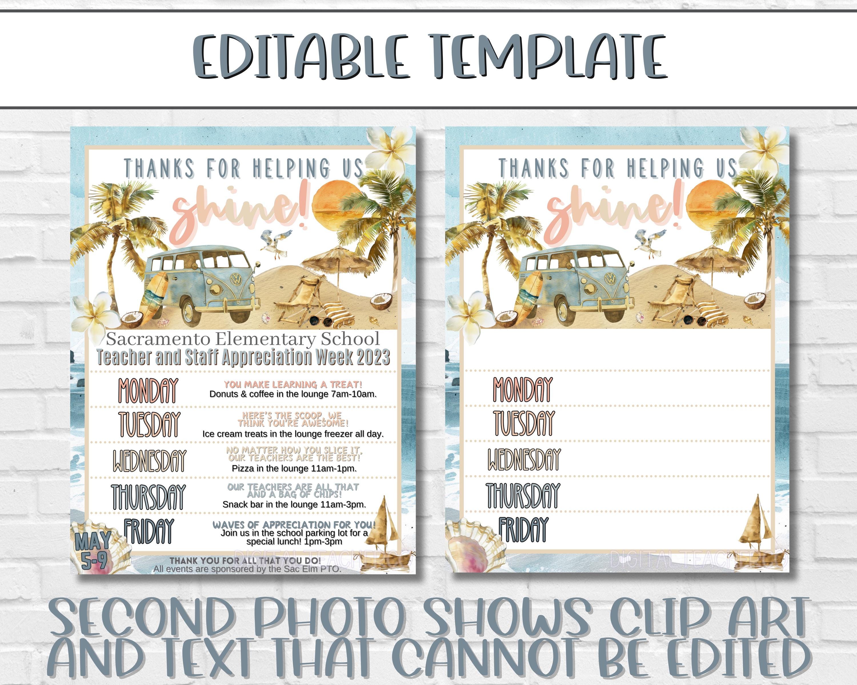 Beach and Ocean Theme Teacher Appreciation Week Kit | Teacher ...
