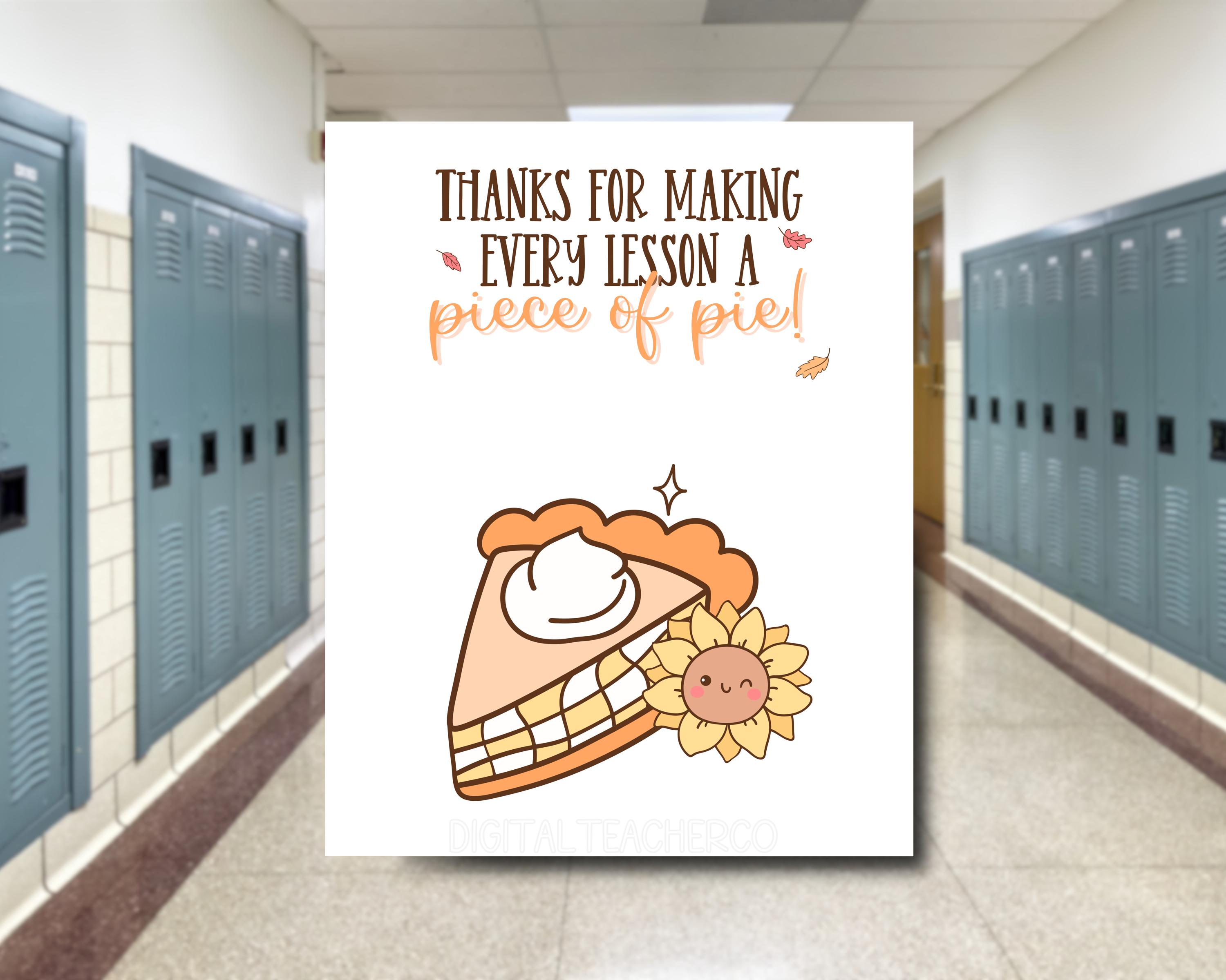 FALL Pie Teacher Appreciation Sign 8"x10" | Printable PDF | DIY Teacher ...