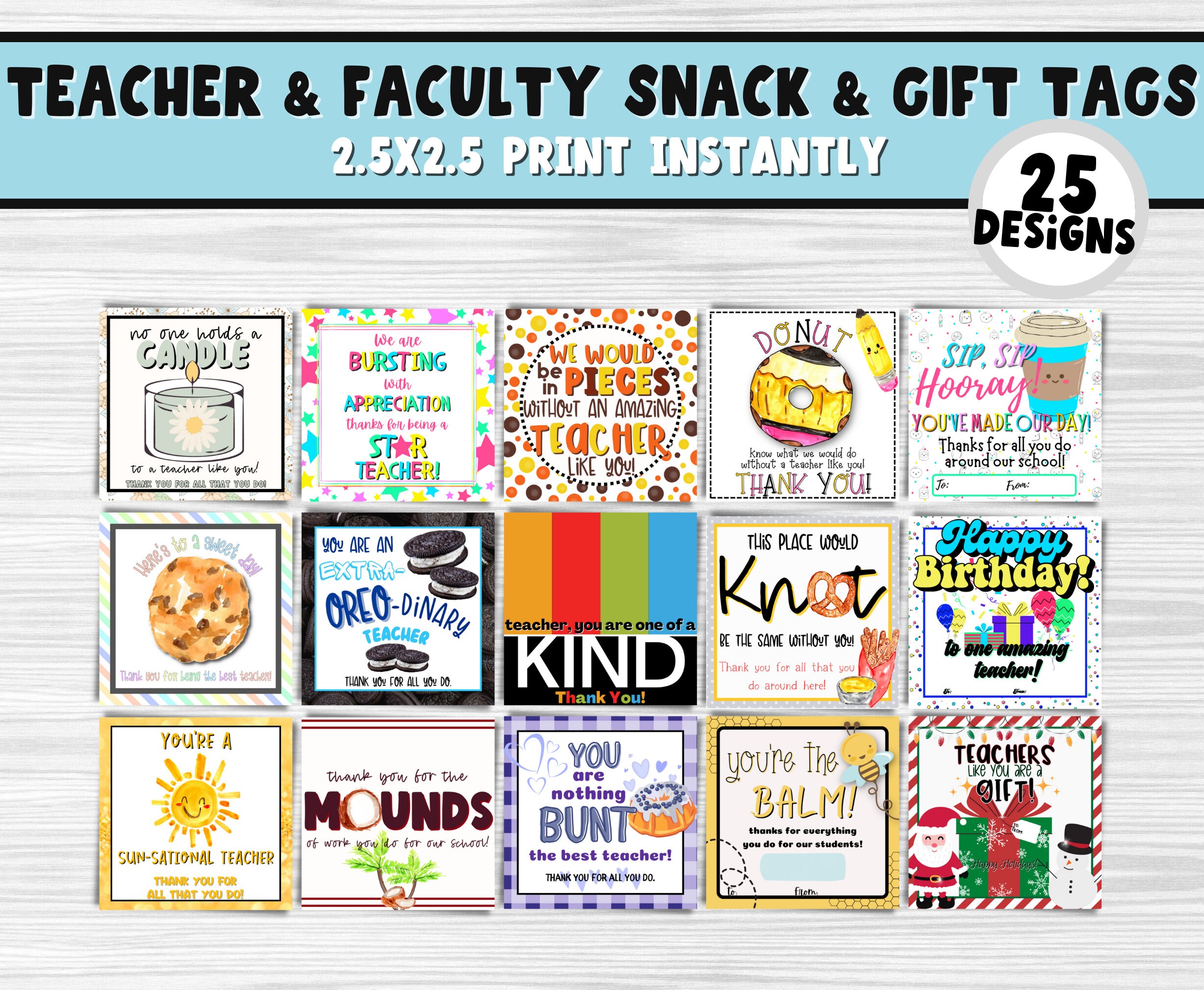 Teacher & School Staff Appreciation Printable Gift Tags | DIY School ...