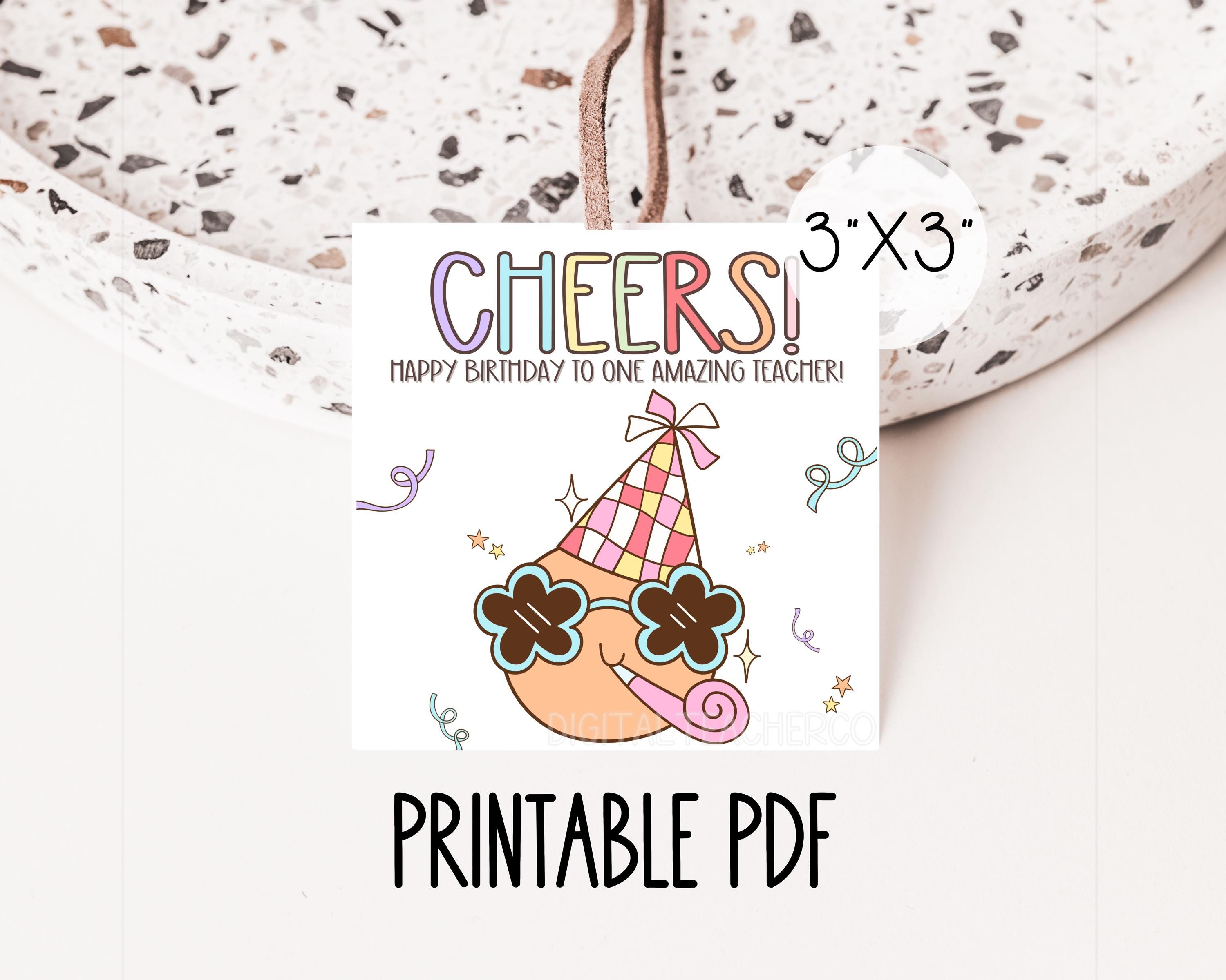 Printable Happy Birthday Teacher Gift Tag | Thank a Teacher | Instant ...