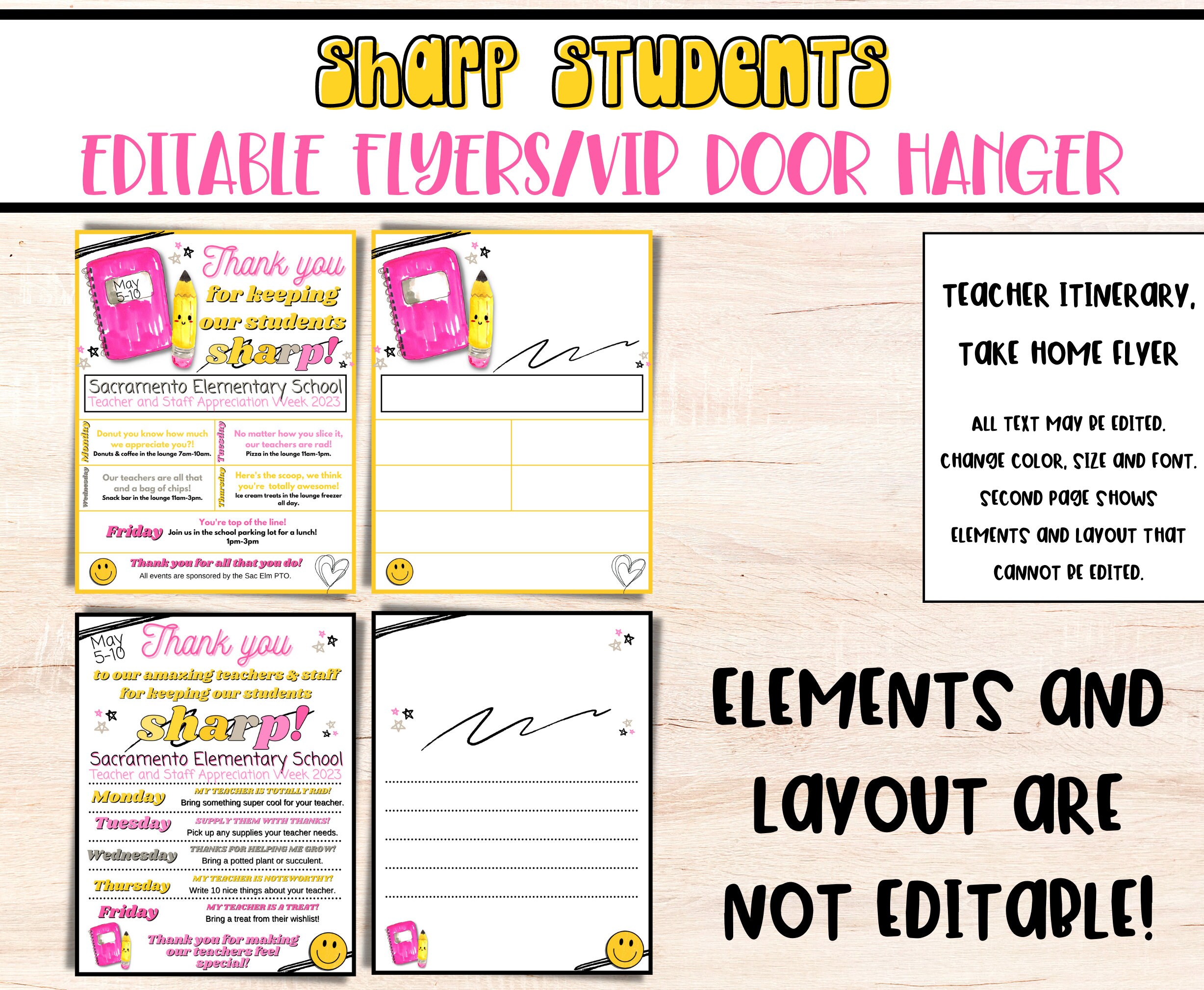 Sharp Students Teacher Appreciation Editable Itinerary and Student ...